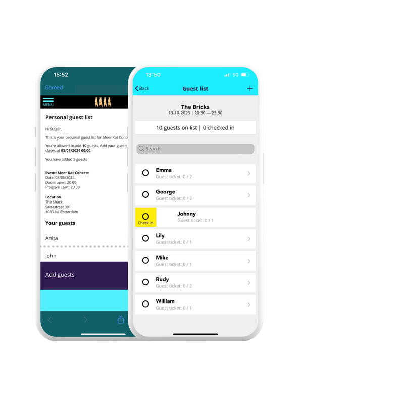 Guest list system for events